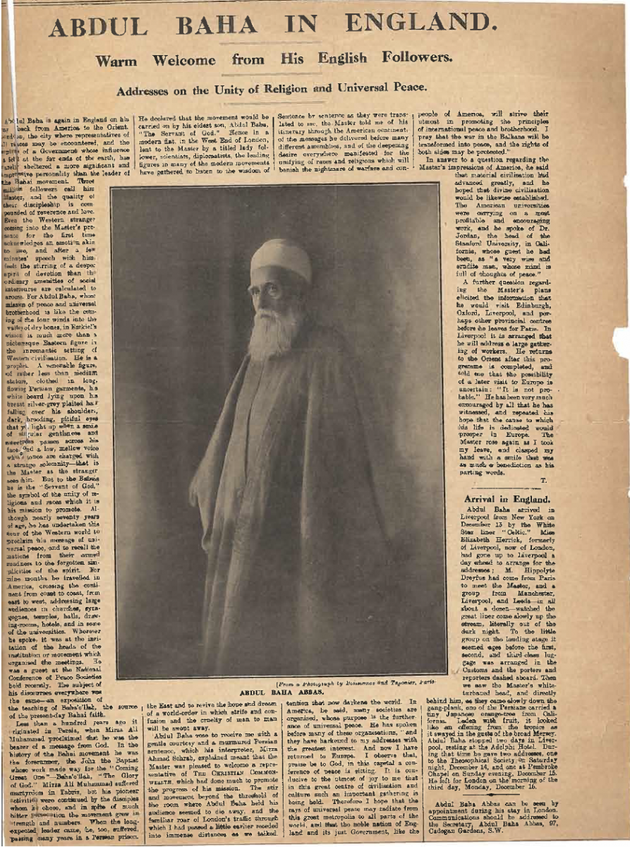 The Extraordinary Life of ‘Abdu’l-Bahá Part 7: Journeys to the West ...